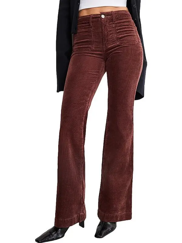 Good American Good Legs Flare Corduroy Jeans - Walnut