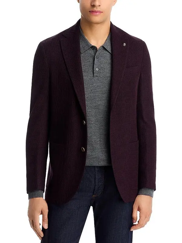 JACK VICTOR Hampton Textured Jersey Sport Coat - Burgundy