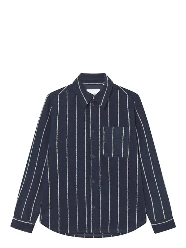 LES DEUX Lennon Pinstripe Shirt Jacket - Dark Navy