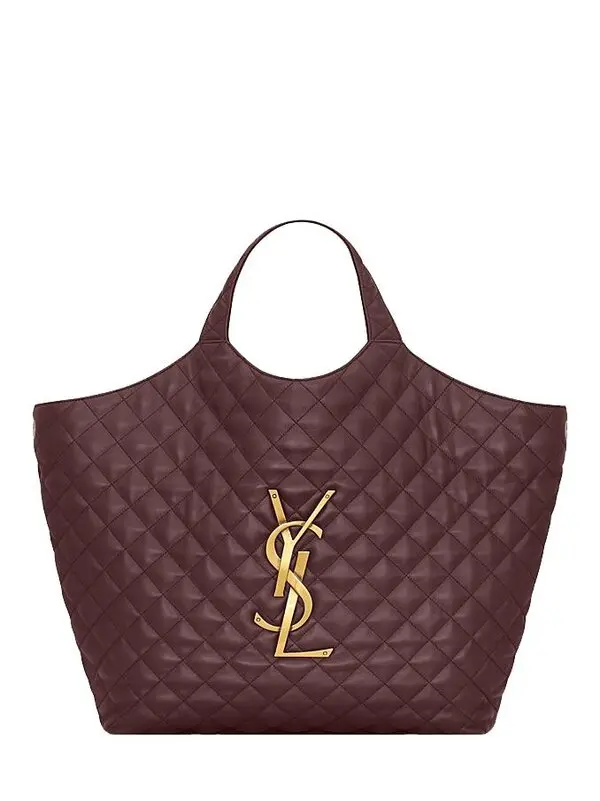 Saint Laurent Icare Maxi Quilted Tote - Rouge Cabernet