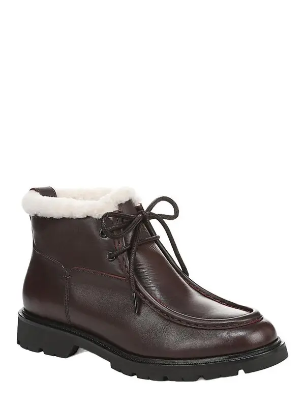 Vince Sierra Shearling Lined Leather Ankle Boots - Chili Brown