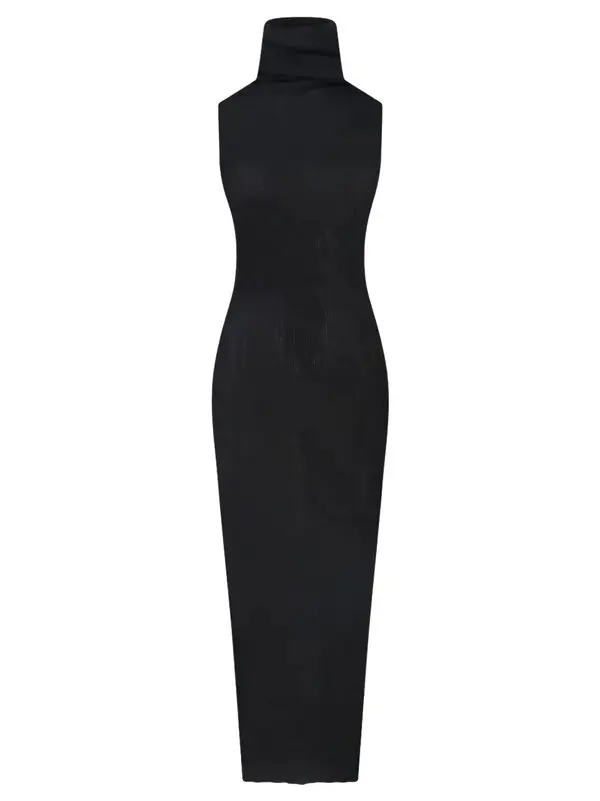 Rick Owens Ribbed High-neck Maxi Dress - Black