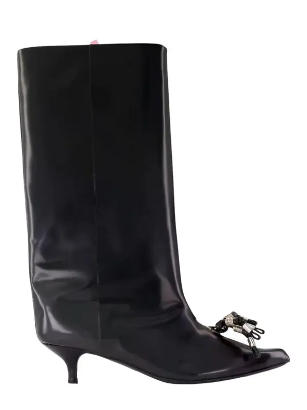 Toga Calfskin Tassel-embellished Boots - Black