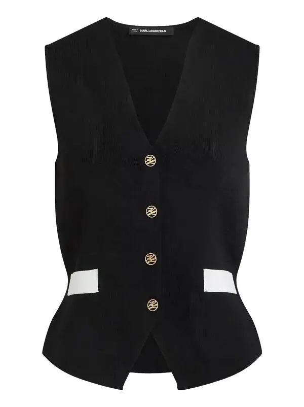 Karl Lagerfeld V-neck Sleeveless Vest - Black