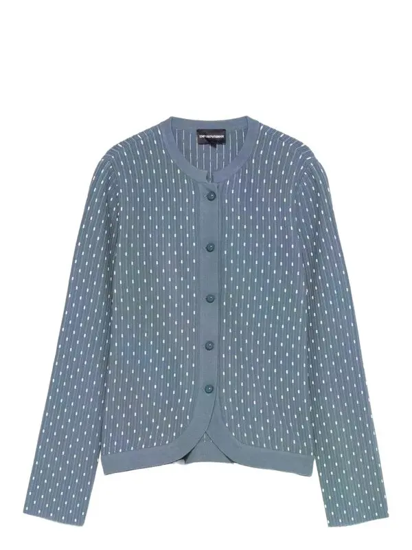 Emporio Armani Dot-pattern Ribbed Cardigan - Blue