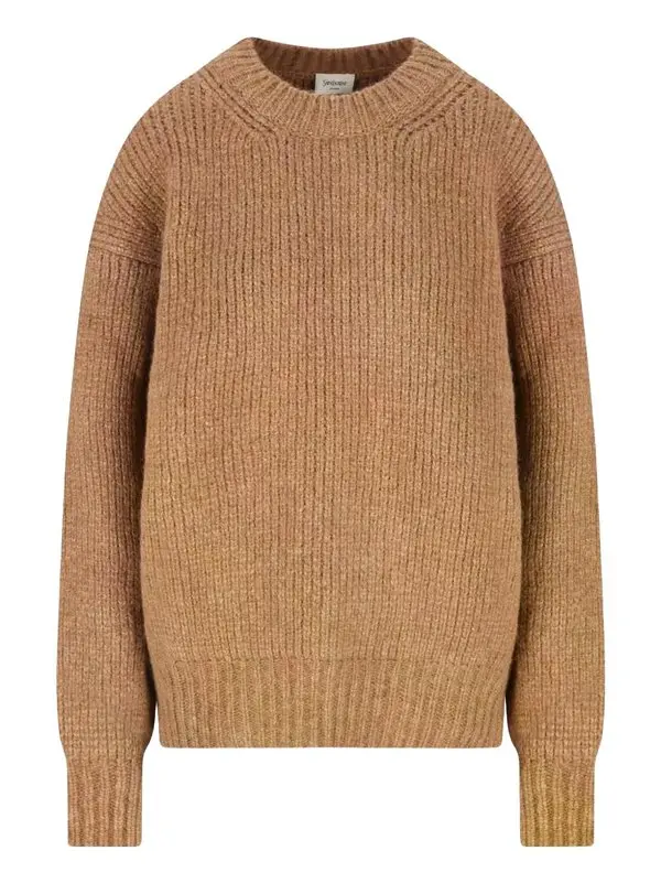 Saint Laurent Ribbed Crew-neck Sweater - Brown