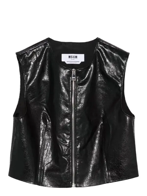 MSGM Zip-front Sleeveless Top - Black