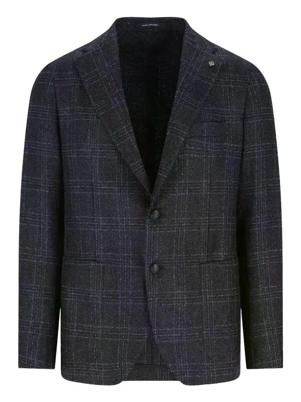 Tagliatore Checked Buttoned Blazer - Blue