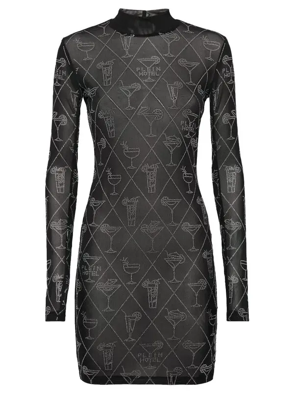 Philipp Plein Crystal-embellished Mini Dress - Black