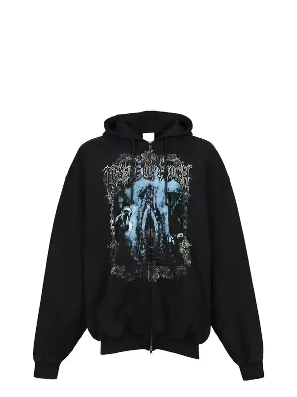 Vetements Graphic-print Zip-up Hoodie - Black