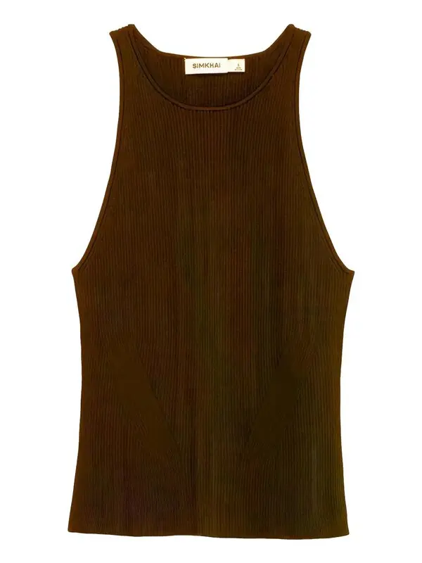 Simkhai Reza Ribbed Racerback Tank Top - Brown