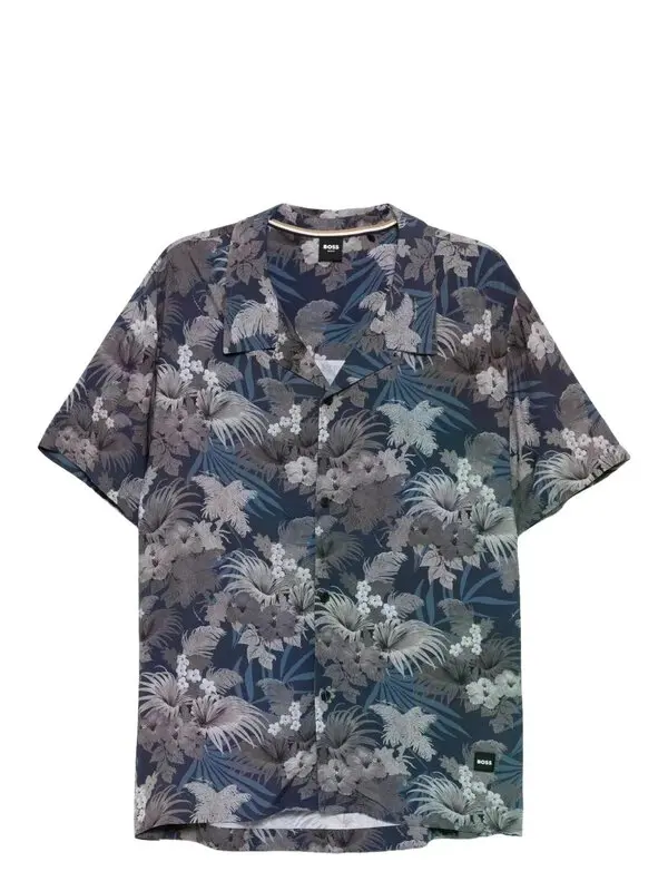 BOSS Floral-printed Shirt - Blue