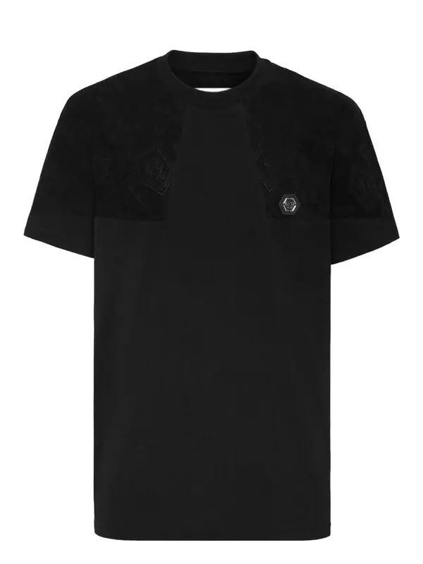 Philipp Plein Round-neck Logo-plaque T-shirt - Black