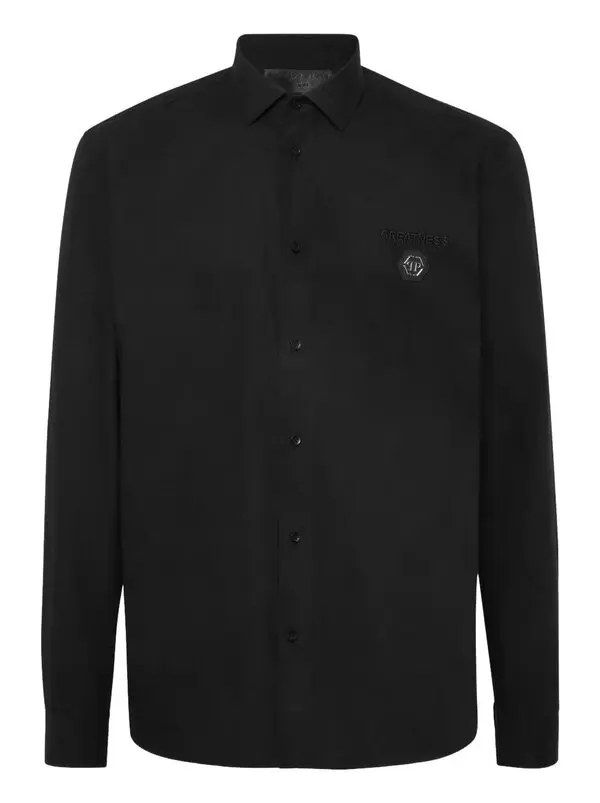 Philipp Plein Logo-plaque Embroidered Shirt - Black