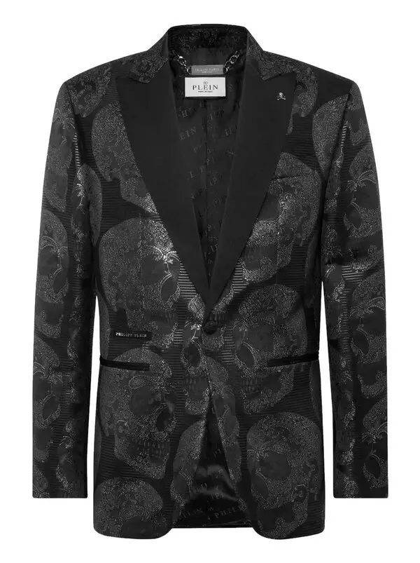 Philipp Plein Skull Jacquard Blazer - Black
