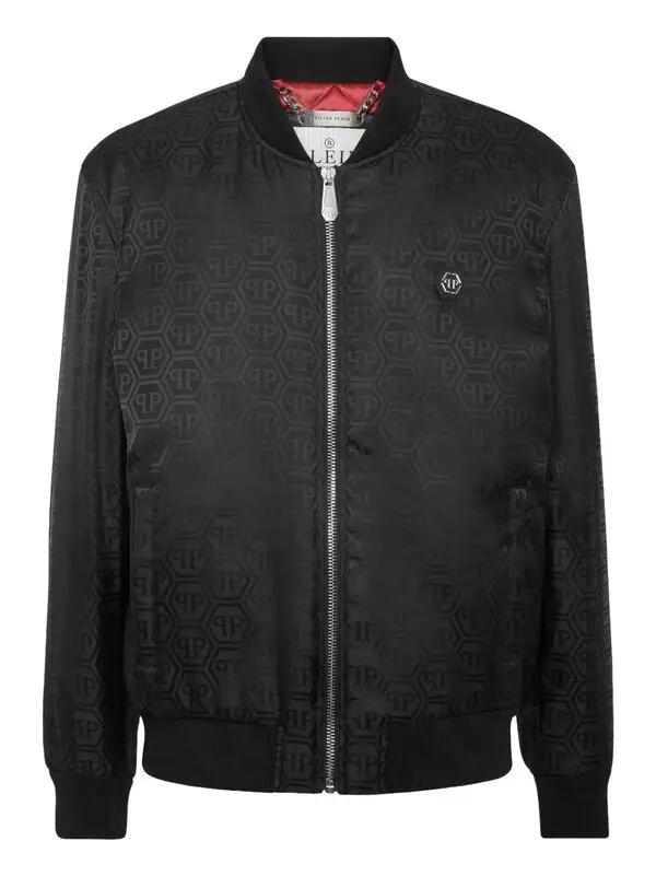 Philipp Plein Monogram Jacquard Bomber Jacket - Black