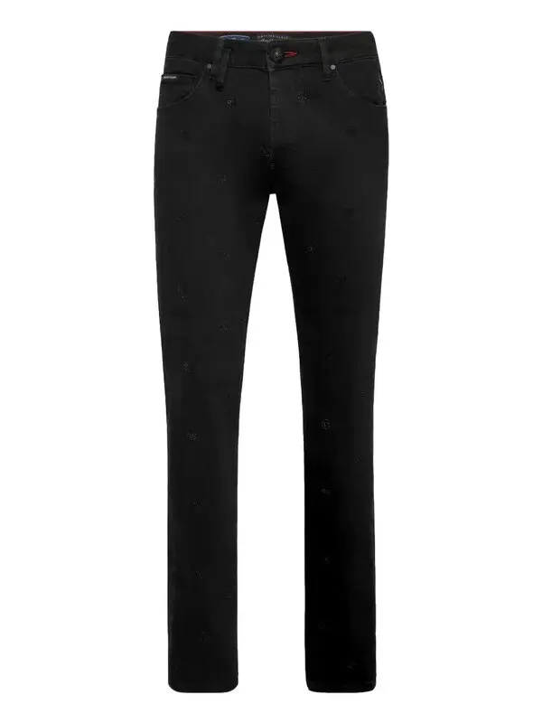 Philipp Plein Monogram Strass Straight Leg Jeans - Black