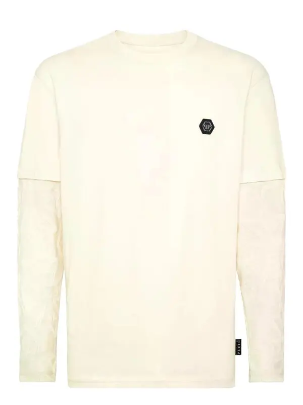 Philipp Plein Jacquard-crest Longsleeve T-shirt - Neutrals