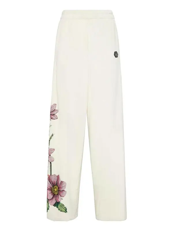 Philipp Plein Floral Embroidered Trousers - Neutrals