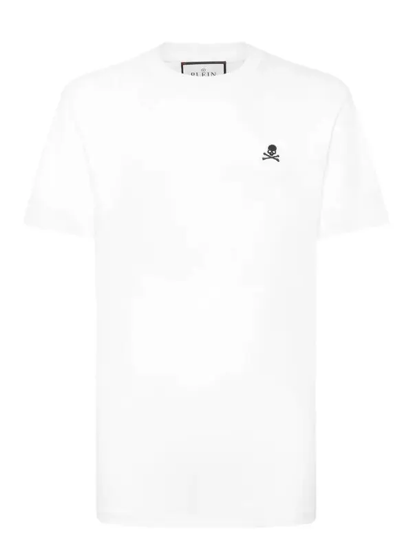 Philipp Plein Skull-embroidered T-shirt - White