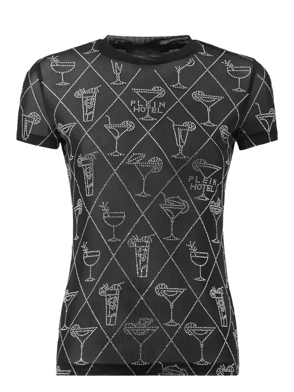 Philipp Plein Crystal-embellished Mesh T-shirt - Black