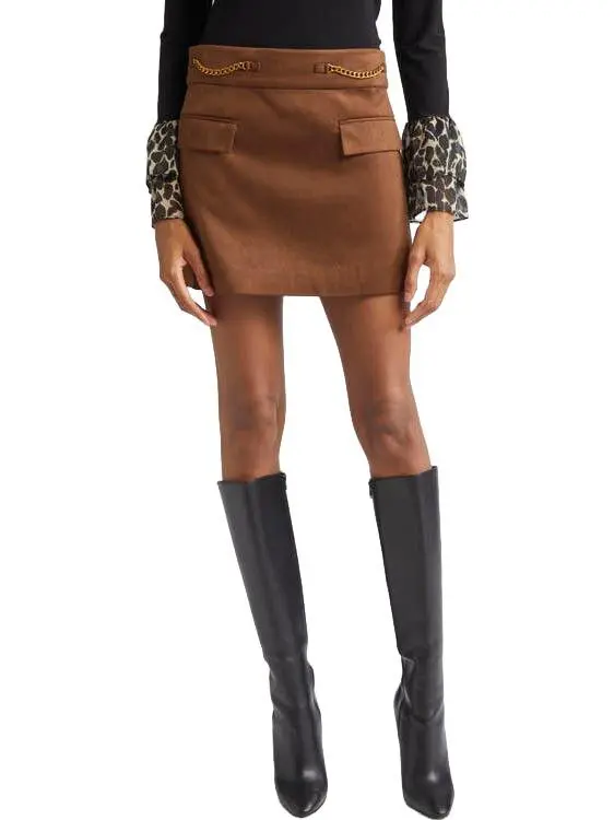 Ramy Brook Chain Detail Mini Skirt - Coffee