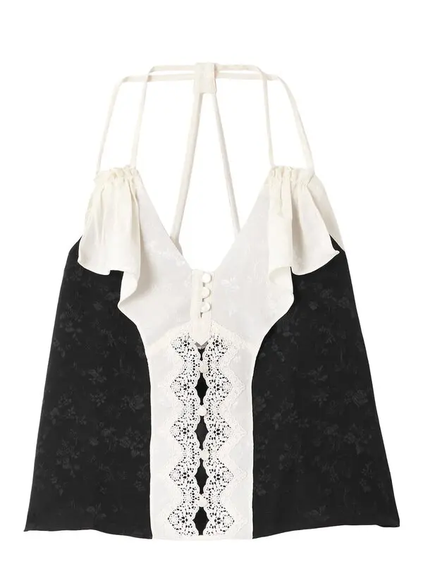 Maison Mayle Colette Ruched Lace-trimmed Camisole - Multi