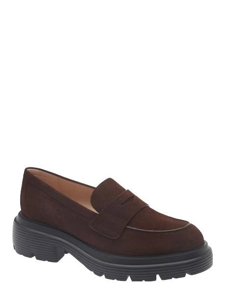 STUART WEITZMAN Hudson Lite Lugged Platform Penny Loafer - Walnut Suede