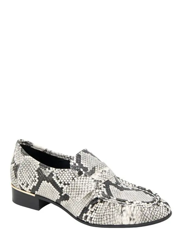 KENNETH COLE Reece Penny Loafer - Black/white Snake