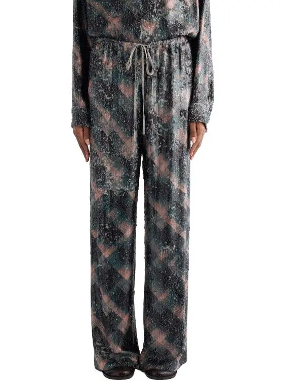 Dries Van Noten Sequin Embroidered Wide Leg Pants - Bottle