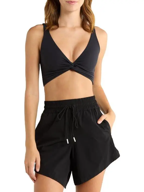 Free People Never Better Twist Front Sports Bra - Black
