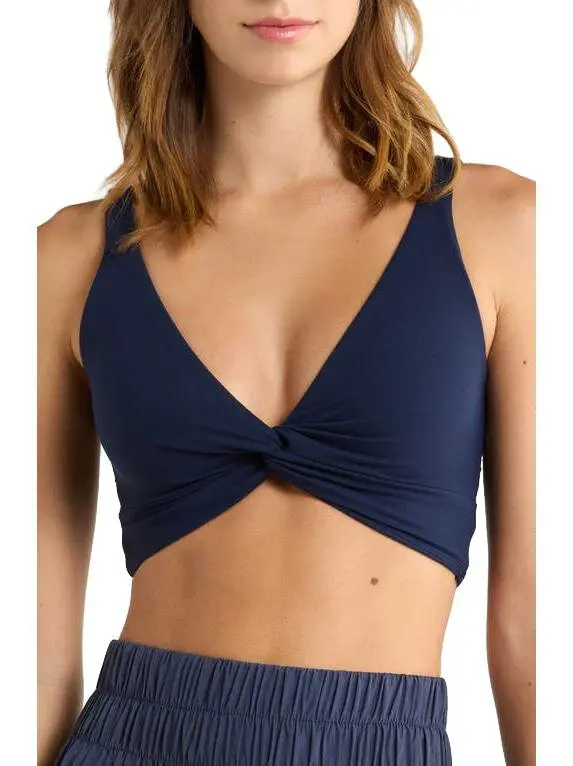 Free People Never Better Twist Front Sports Bra - Midnight Navy