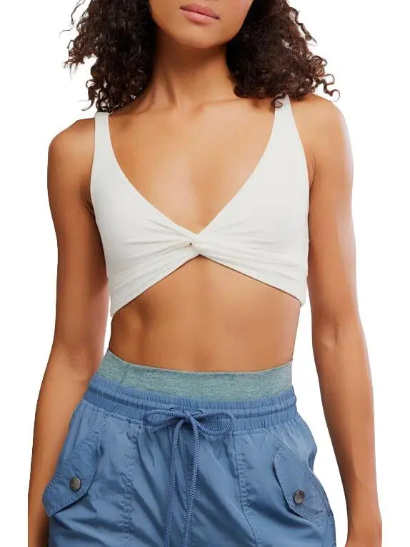 Free People Never Better Twist Front Sports Bra - White