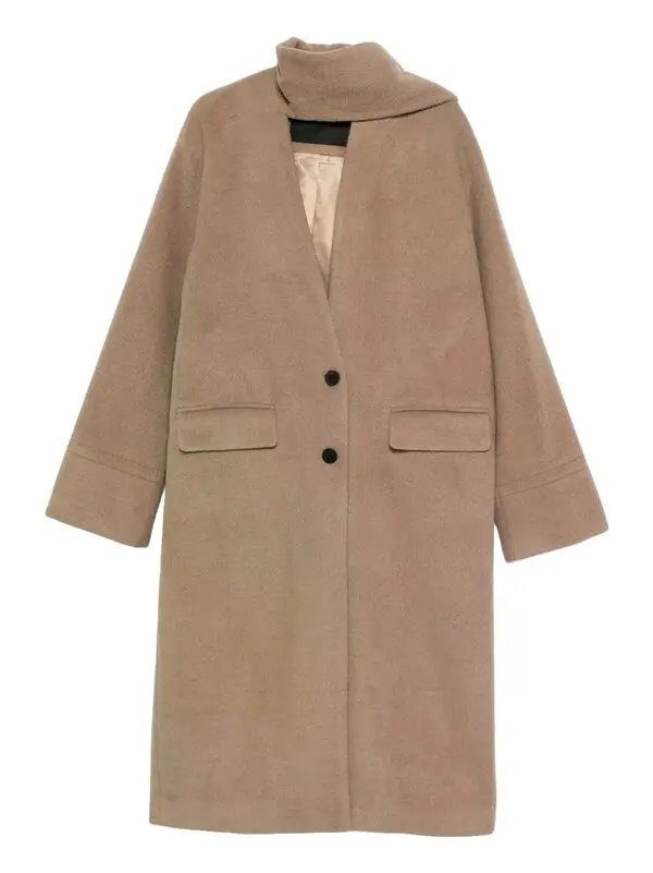ELEH Attached Scarf Buttoned Coat - Neutrals