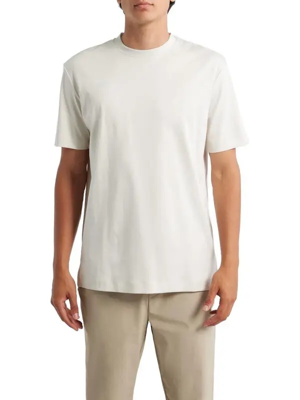 AURELIEN Aur1 Solid Cotton T-shirt - Ecru