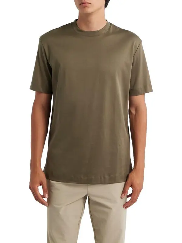 AURELIEN Aur1 Solid Cotton T-shirt - Olive