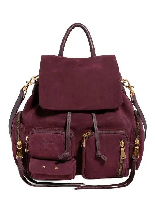 AIMEE Leather Backpack - Cherry Suede