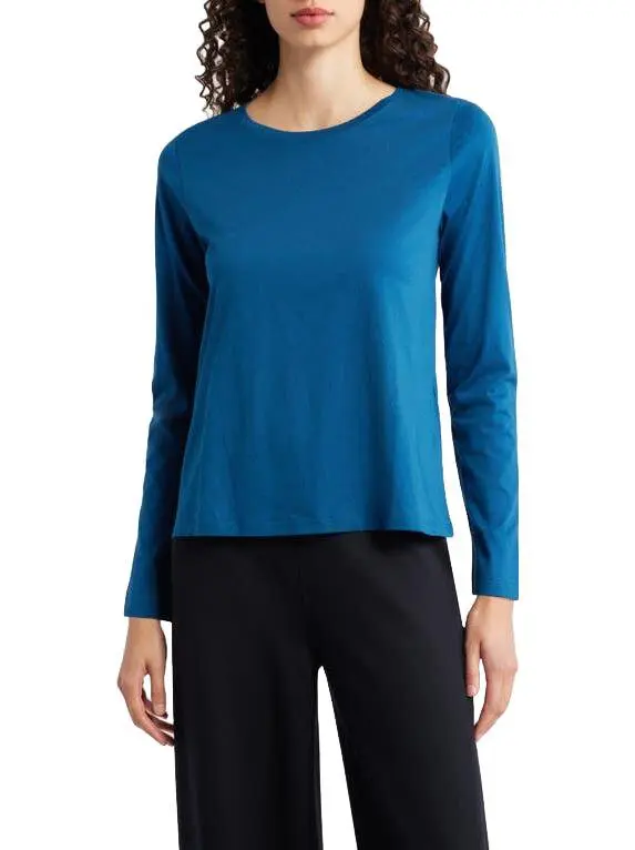 Eileen Fisher Organic Cotton Long Sleeve T-shirt - Atlantis