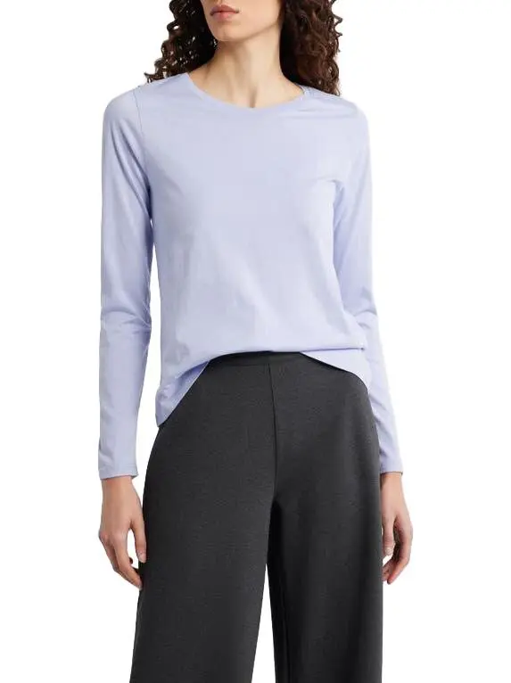 Eileen Fisher Organic Cotton Long Sleeve T-shirt - Plume