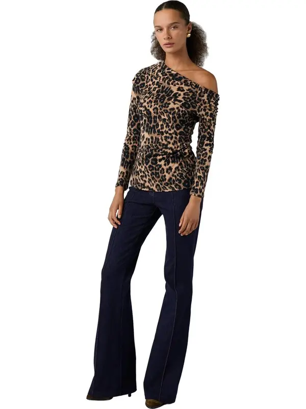Diane Von Furstenberg Cici Off-the-shoulder Top - Tiny Snow Leopard Tobacco