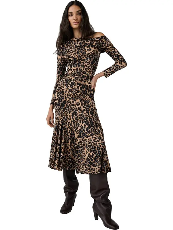 Diane Von Furstenberg Edith Skirt - Tiny Snow Leopard Tobacco