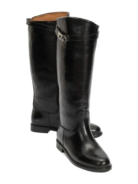 PROLOGUE SHOES Yoko Knee High Boots - Black Faux Leather