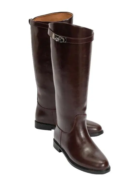 PROLOGUE SHOES Yoko Knee High Boots - Burgundy Faux Leather