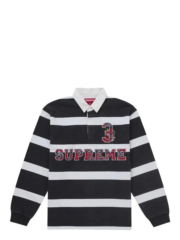 Supreme Stripe Rugby Shirt - Black