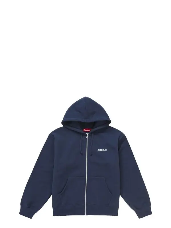 Supreme Zip Up Hooded Sweatshirt - Navy Blue