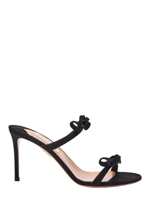 AQUAZZURA Aquazzurra Soave 85 Suede Sandals With Bow Detailing - Black