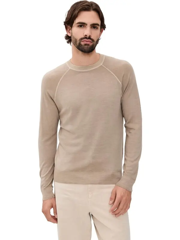 Fedeli Raglan Sleeve Crew Neck Sweater - Tan