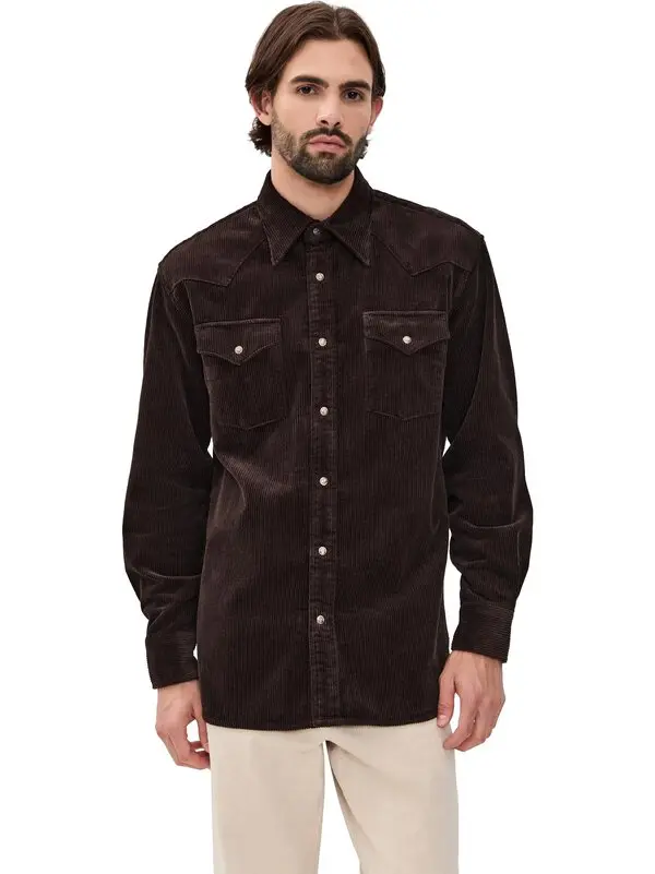Nn07 Ricky Corduroy Western Shirt - Demitasse