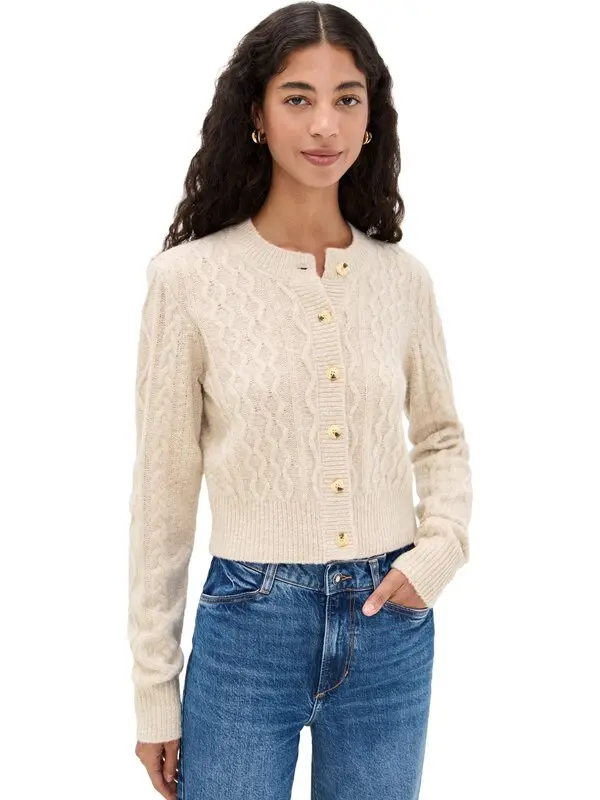 FAVORITE DAUGHTER The Eleanor Cable Knit Cardigan - Basmati