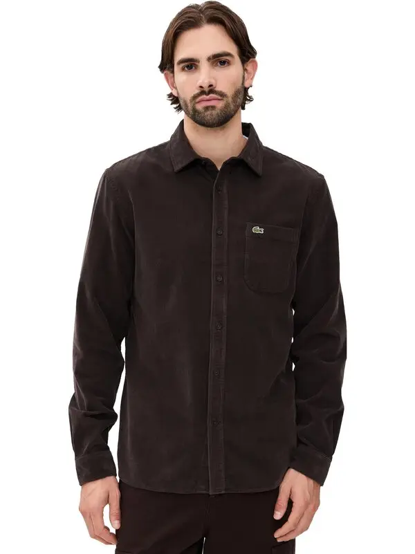 Lacoste Corduroy Button Down Shirt - Brown
